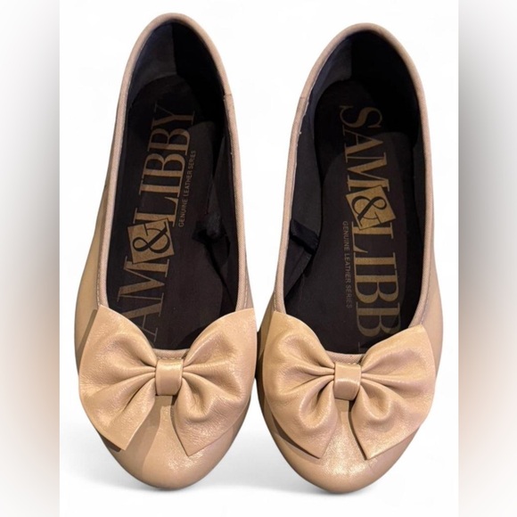 Sam & Libby | Shoes | Sam Libby Womens Nude Tan Beige Leather Bow ...